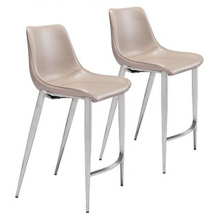 HomeRoots Set Of Two 40" Gray And Silver Steel Low Back Counter Height ...