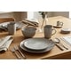 16-Piece Stoneware Dinnerware Set with Silver Flatware, Service for 4 ...