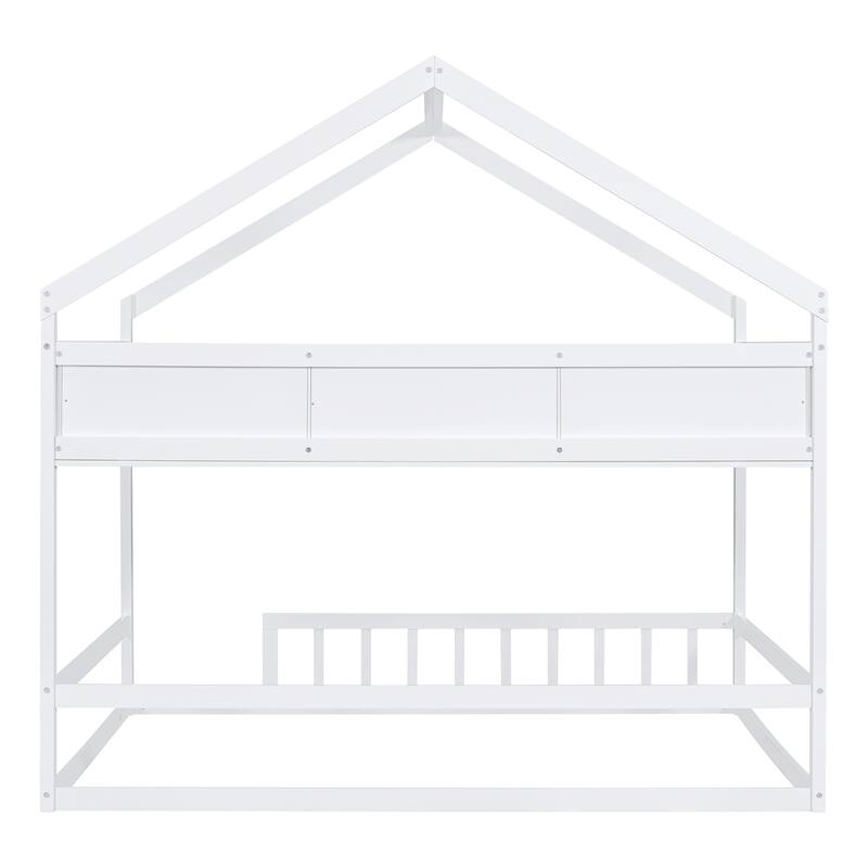 Simple Lodge Design Full Size House-Shaped Floor Bed with Roof,Storage ...