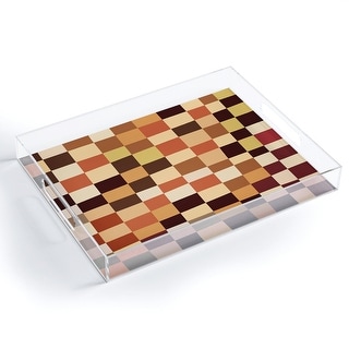 Little Dean Hand drawn earth tone checkers Acrylic Tray - Bed Bath ...