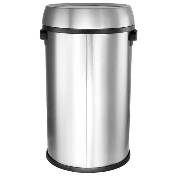 Elama Large 17 Gallon Swing Lid Stainless Steel Cylindrical Trash Bin ...