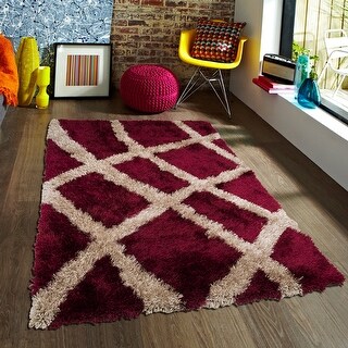 Allstar Burgundy High Density and High Quality High End Shaggy Area Rug ...