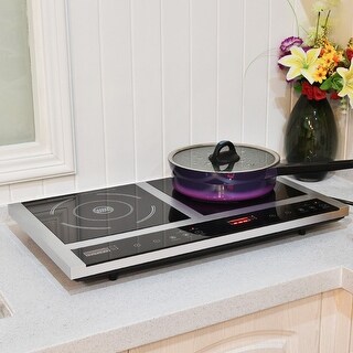 Costway Electric Portable Induction Cooker Double Burner Cooktop ...