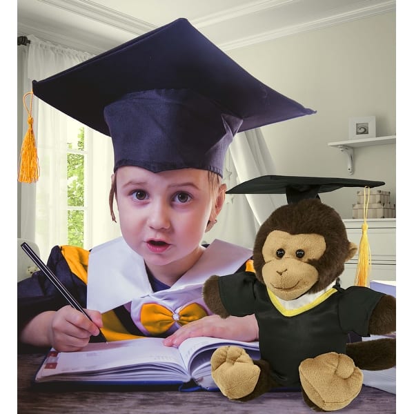 DolliBu Monkey Graduation Plush Toy with Gown and Cap with Tassel - 9 ...