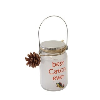 5.11" GLASS BEST CATCH EVER Light-Up LED JAR - White - Bed Bath ...