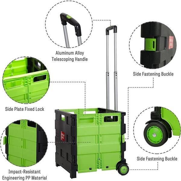 Portable Rolling Crate Handcart Shopping Trolley Folding Tool Box - Bed ...