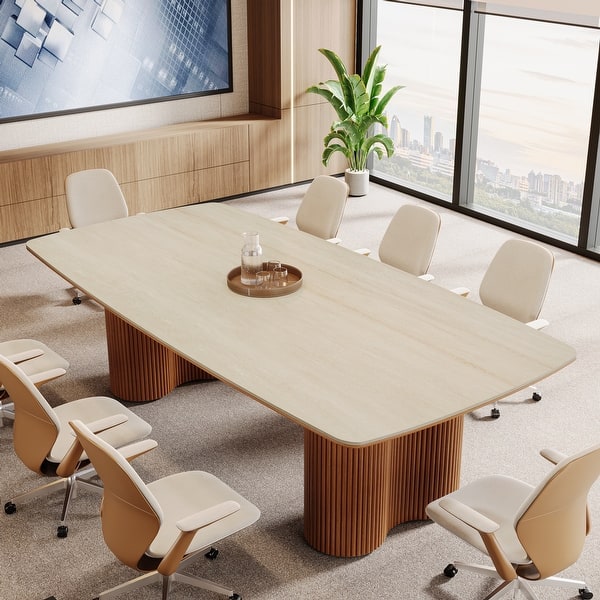 6.5 ft Conference Table with Sintered Stone Top & Wave Stripe Solid ...