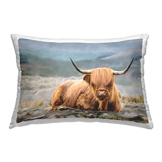 Stupell Windswept Highland Cow Decorative Printed Throw Pillow Design ...