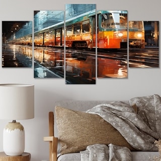 Designart "Abstracted Train Reflections II" Transportation Multipanel ...