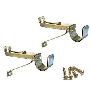 The Classic Touch Adjustable 9/16 Cafe Curtain Rod Brackets, Gold - Bed ...