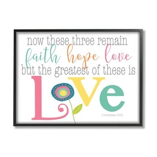 Stupell Faith Hope Love Whimsical Floral Framed Giclee Art, Design by ...