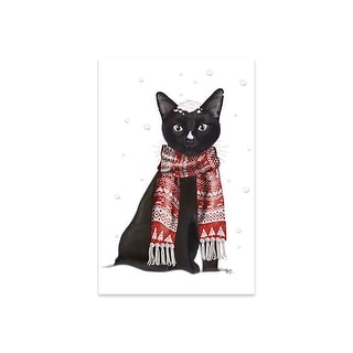 Black Cat, Red Scarf Print On Acrylic Glass by Fab Funky - Bed Bath ...