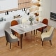UNHO Modern Dining Table with Slate Stone Top and Metal Legs Rectangle ...