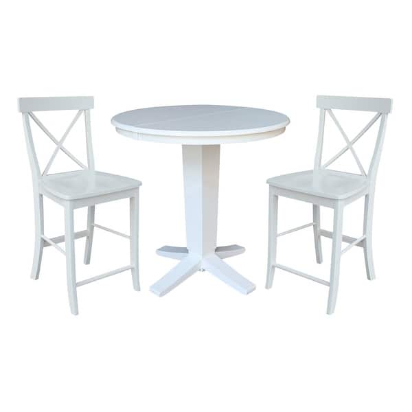 36 in Round Counter Height Extension Dining Table with 12 in Leaf and ...