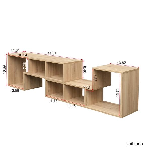 Double L-Shaped Oak Stand Display Shelf Bookcase - Bed Bath & Beyond ...
