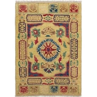 ECARPETGALLERY Hand-knotted Shalimar Light Yellow Wool Rug - 4'2 x 6'0 ...