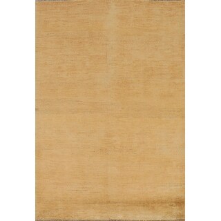Yellow Gold Gabbeh Modern Rug Handmade Wool Carpet - 4'0"x 5'9" - Bed ...