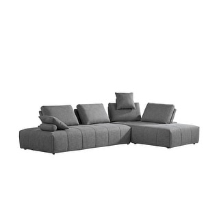 Reno 124 Inch Fabric Modular Sectional Sofa with 2 Armrest Pillows ...
