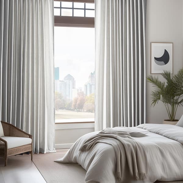 Exclusive Fabrics Simply Faux Linen Curtains - 2 Panels - Light ...