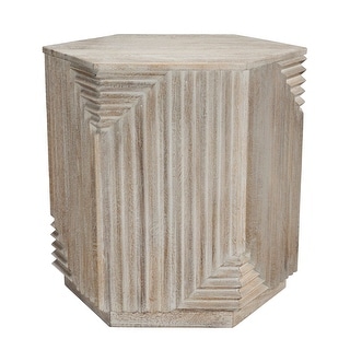 Beck 25 Inch Octagonal Side Table, Classic Embossed Design, Distressed ...