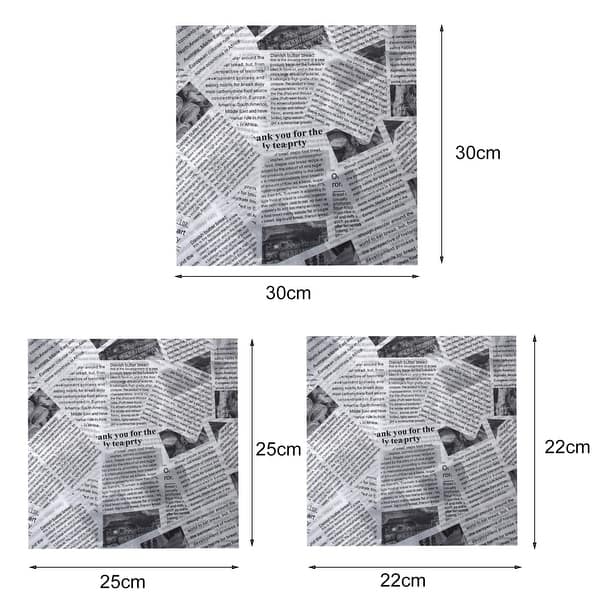 100Pcs Greaseproof Paper Food Grade Multipurpose Square Newspaper Theme ...
