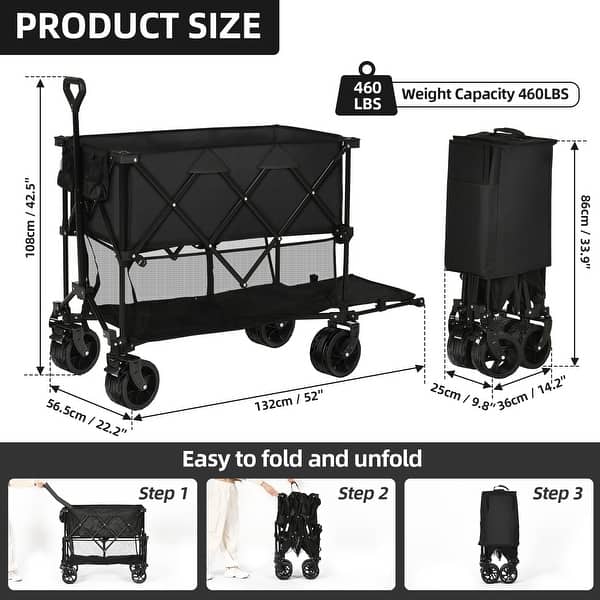 Moasis Collapsible Double Decker Wagon Garden Cart Beach Wagon,Folding ...