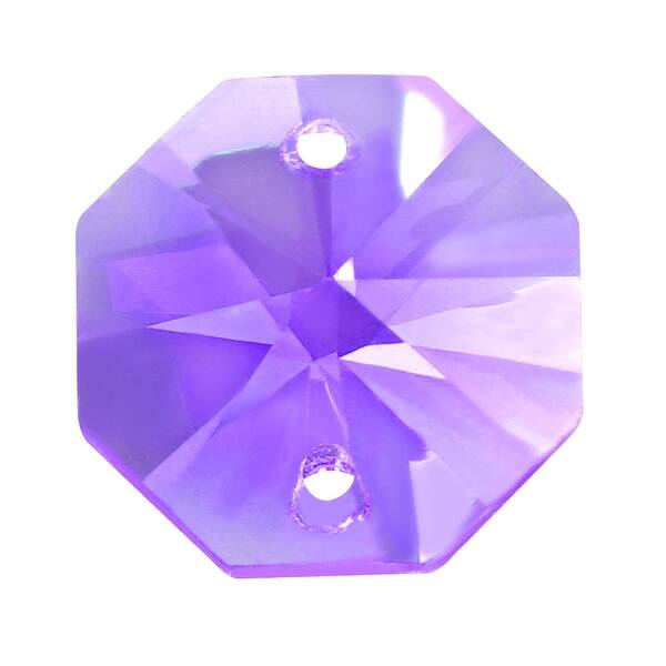 50Pcs Purple Octagonal Crystal Beads for DIY Light Accessories 14mmx7 ...