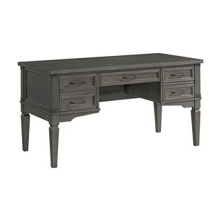 Foundry Home Office 60" Wide Half Ped Desk, Brushed Pewter - Bed Bath ...