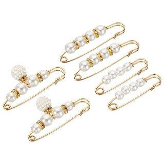 Pearl Brooch Pins 3 Styles 1.5/2.3/3 Inch Faux Pearl Clips, White, 6pcs ...