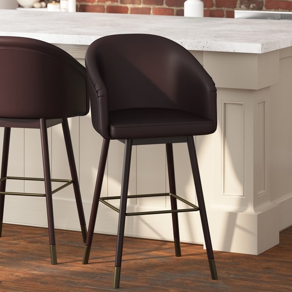 Glitzhome Set of 2 Modern 40"H Bar Height Wooden Swivel Bar Stools - On ...