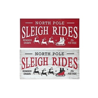 Printed Mdf North Pole Sleigh Rides Sign (Asstd) - Set of 2 - Bed Bath ...