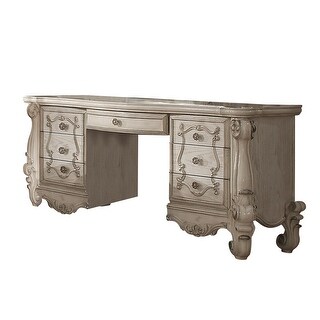 Traditional Style Wooden Vanity Desk with Seven Drawers, Bone White ...