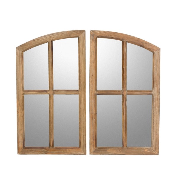 oak window pane mirror