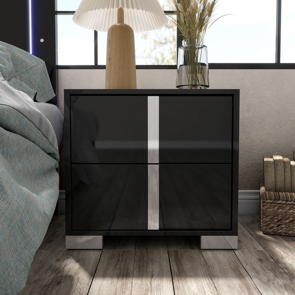 Black Glossy Nightstands Bed Bath Beyond