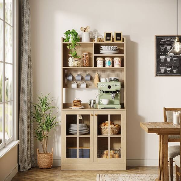 70.8-Inch Kitchen Pantry Cabinet, Tall Bakers' Rack Kitchen Cabinet ...