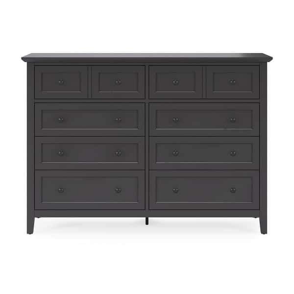 Rine 60 Inch Wide Dresser, 8 Drawers, Sleek Tapered Legs, Jet Black ...