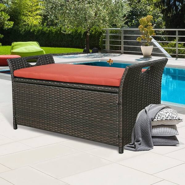 Outdoor Storage Box Bench Patio Wicker Deck Boxes Waterproof - Bed Bath ...