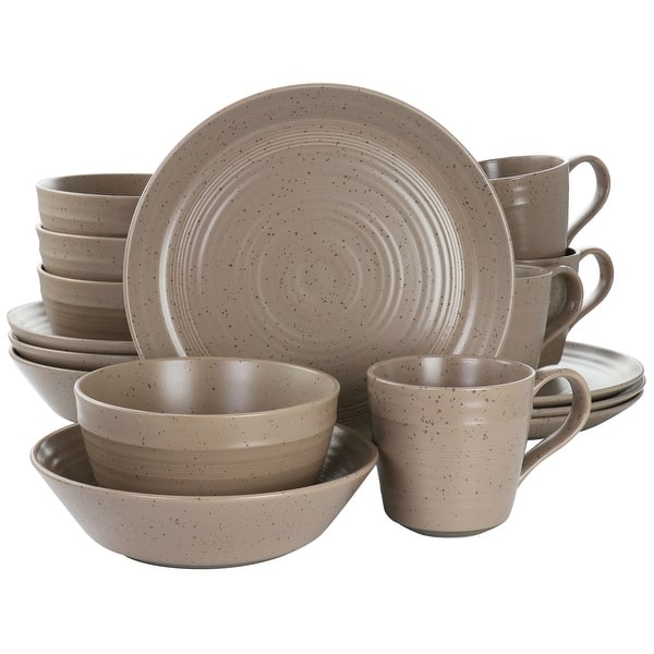 Bee and Willow Milbrook 16 Piece Stoneware Dinnerware Set in Mocha - Bed Bath & Beyond - 38446237
