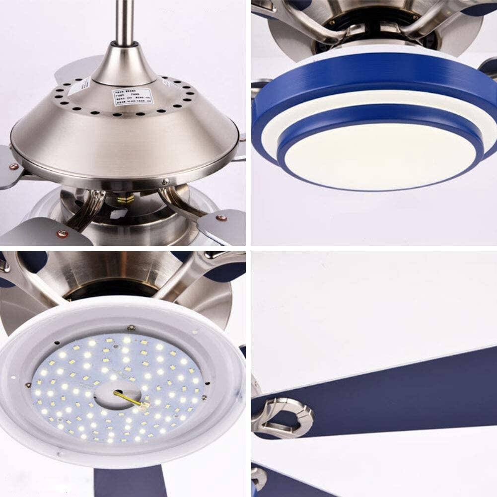 52in 5-Blade Blue Reversible LED Ceiling Fan Chandelier with Remote ...