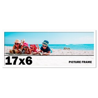 17x6 Frame White Solid Wood Picture Frame Includes UV Acrylic Shatter ...