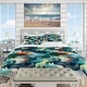 Designart "Deep Sea Dive Plunge Waves" Blue Abstract Bed Cover Set With ...