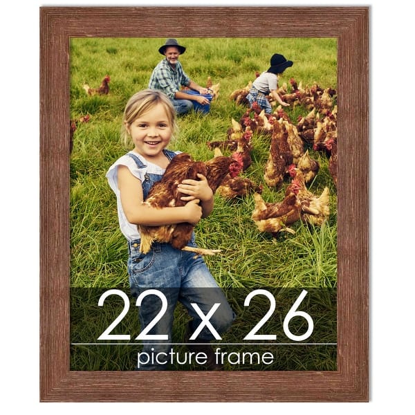 22x26 Frame Brown Barnwood Picture Frame with UV Acrylic Glass, Foam ...