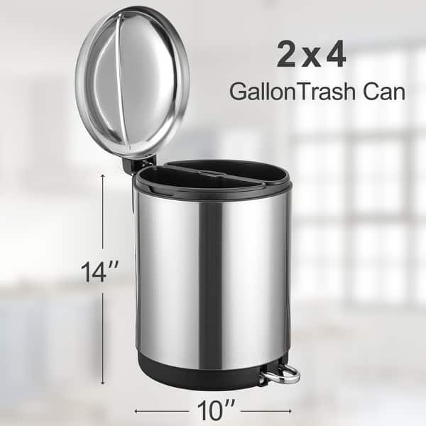 Dual Compartment Recycling Kitchen Step Trash Can with Lid - 8 Gall ...