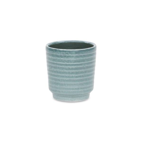 Celadon Gray Ceramic Rippled Planter - Bed Bath & Beyond - 36360996
