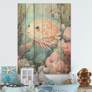DESIGN ART "Pufferfish Guardian Of The Coral" Coastal Coral Under Water ...