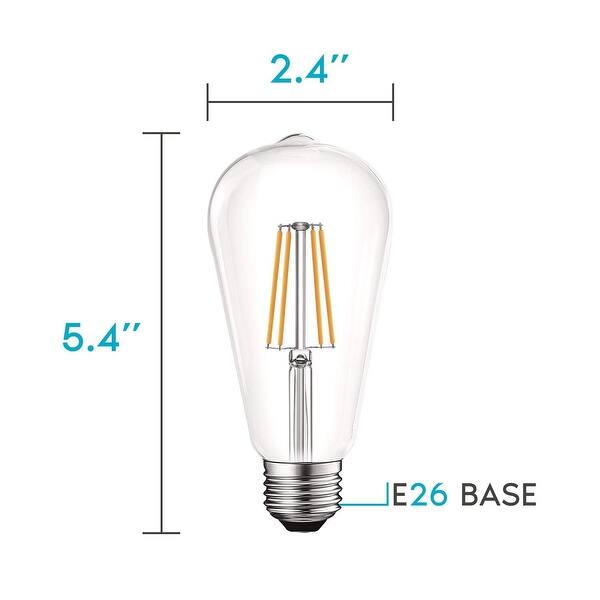 Luxrite Vintage LED Edison Bulb 60W Equivalent, ST19 ST58, 2700K Warm ...