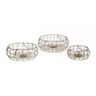 Short Round Wire Baskets with Handles - Set of 3 - Bed Bath & Beyond ...