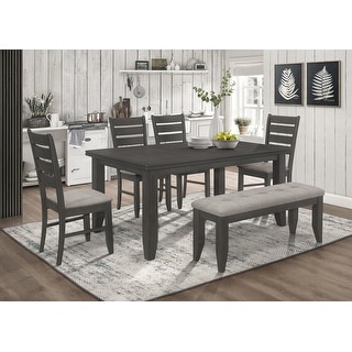 Dexter Grey and Dark Grey 6-piece Rectangular Dining Set - Bed Bath ...