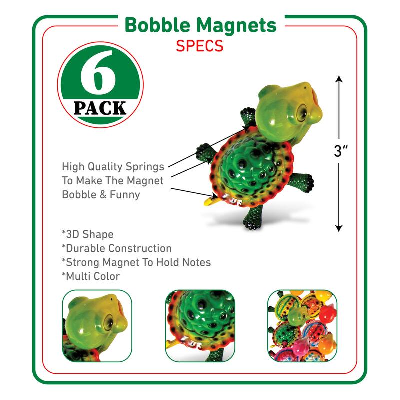 CoTa Global Land Turtle Refrigerator Bobble Magnets Set of 6 - 3 inches ...