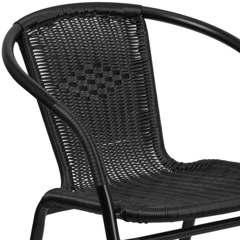Indoor/Outdoor Stacking Rattan Restaurant Patio Chairs (Set of 4 ...